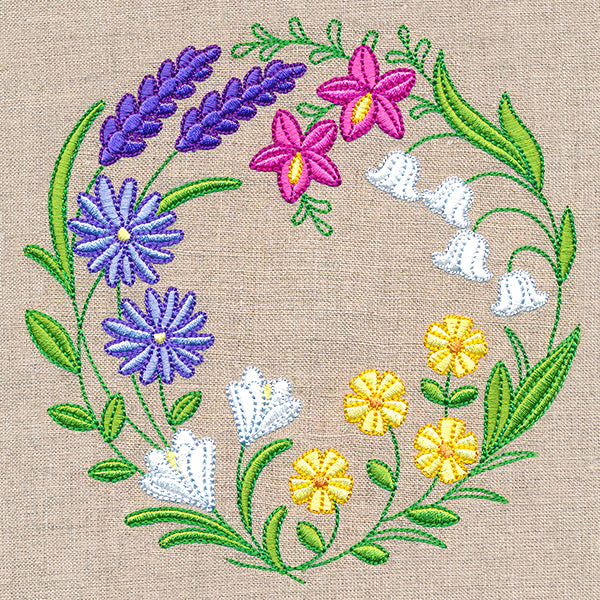 Wild Blooms Wreath – Embroidery Library