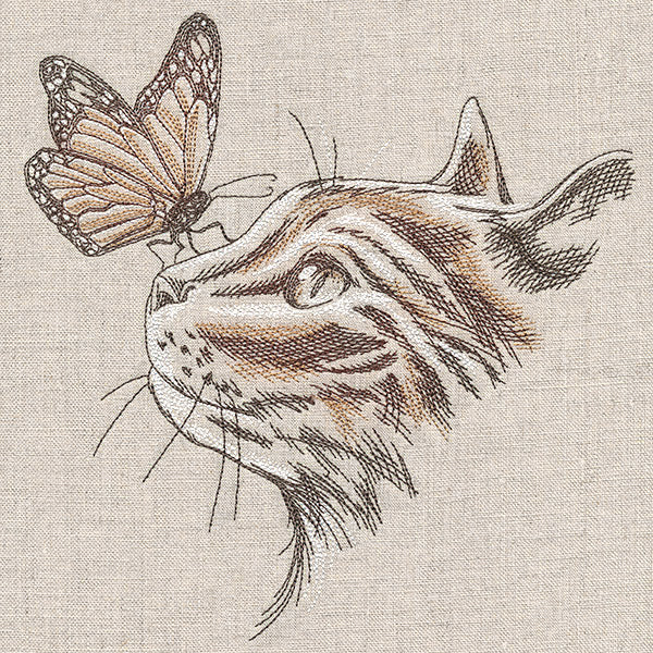Purr-fectly Poised Monarch & Kitten – Embroidery Library