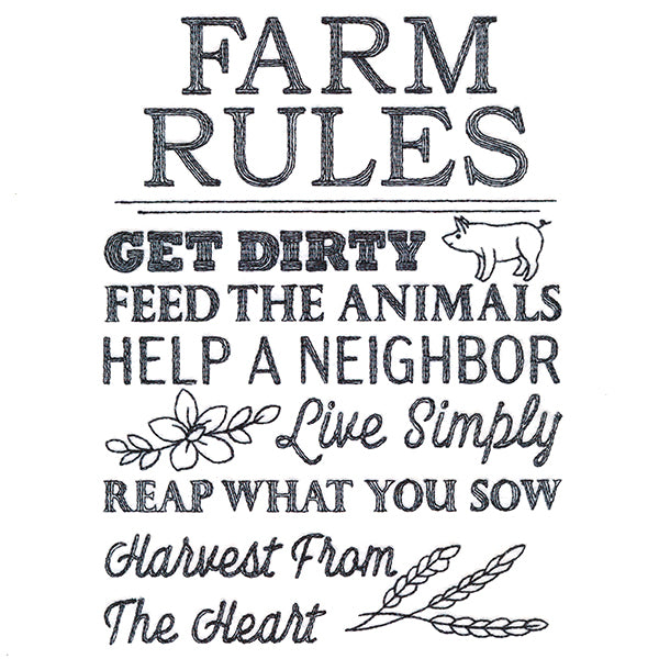 Farm Rules – Embroidery Library