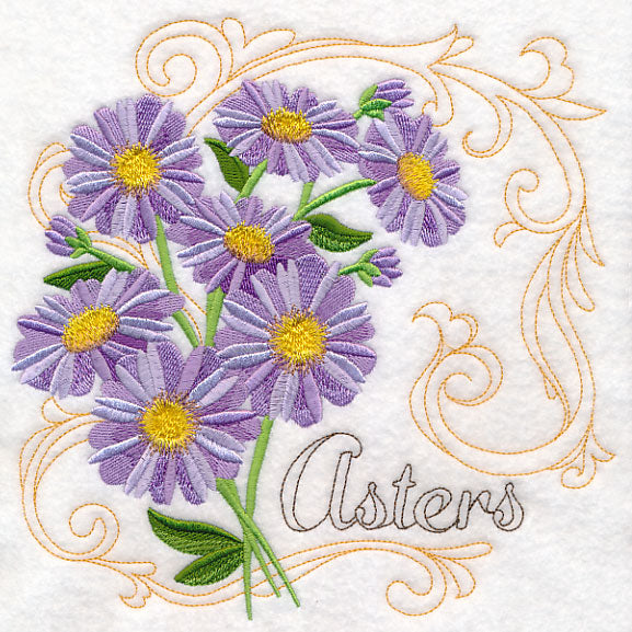 Asters with Flourish – Embroidery Library