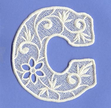 Floral Lace Letter C (Lace) – Embroidery Library