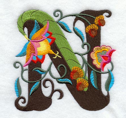 Jacobean Letter N (5 Inch) – Embroidery Library