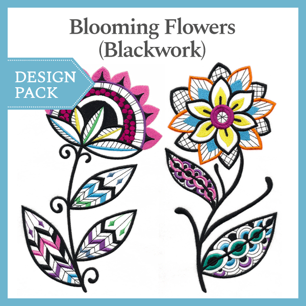 A Blooming Blackwork Flowers Design Pack – Embroidery Library
