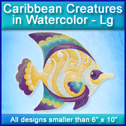 A Caribbean Creatures in Watercolor Design Pack – Embroidery Library