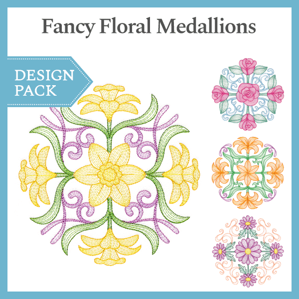 A Fancy Floral Medallions Design Pack – Embroidery Library