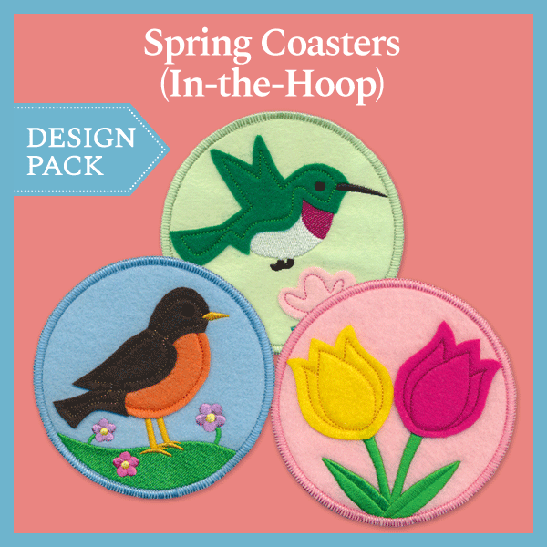 A Spring Coasters (In-the-Hoop) Design Pack – Embroidery Library