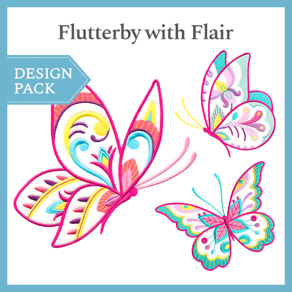 A Flutterby with Flair Design Pack – Embroidery Library