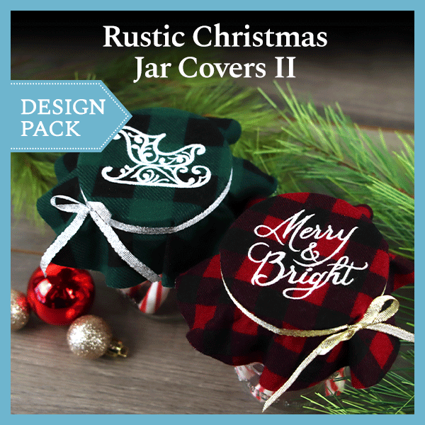 A Rustic Christmas Jar Covers II Design Pack – Embroidery Library