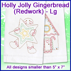 A Holly Jolly Gingerbread (Redwork) Design Pack – Embroidery Library